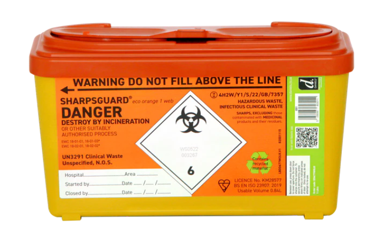 Sharpsguard Orange 1L Sharps Bin